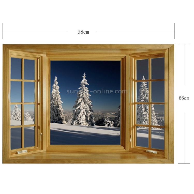 สติ๊กเกอร์ติดผนังแบบถอดได้ 3D Snowscape Window View ขนาด 66 x 98 x 0.3 ซม