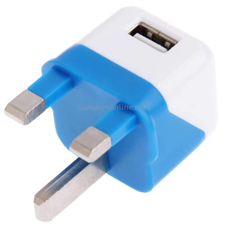 5V / 1A UK Plug USB Charger Adapter (Blue + White)