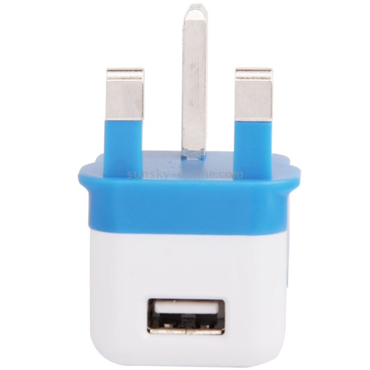 5V / 1A UK Plug USB Charger Adapter (Blue + White)