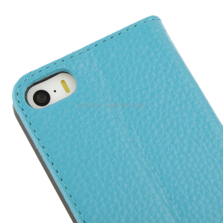 Litchi Texture Flip Top-grain Genuine Leather Case with Holder for ...