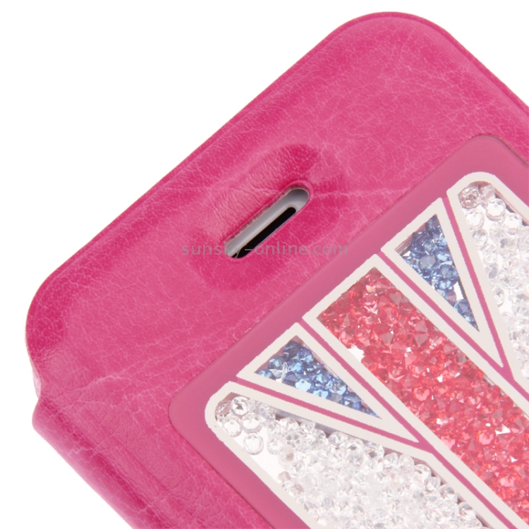 UK Flag Pattern Crystal Sand Diamond Leather Case with Credit Card Slot ...