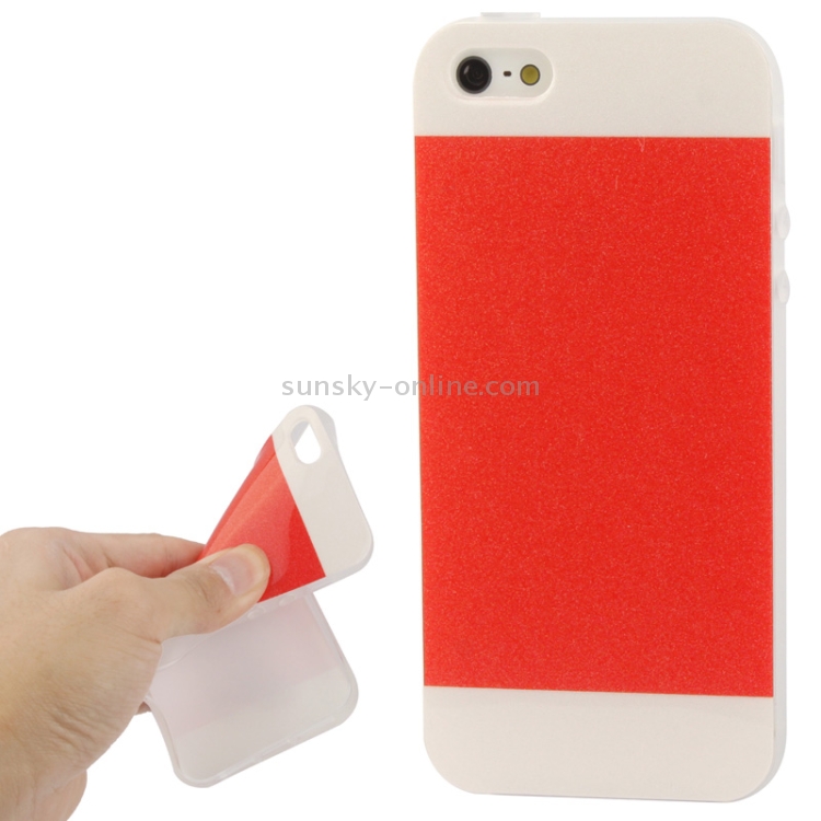 2-color Series Shimmering Powder TPU Case for iPhone 5 & 5s & SE & SE (Red)