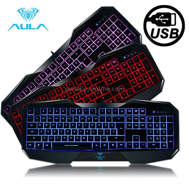 Aula Series Befire USB High-end Wired Backlit Blue Multimedia Six Key ...