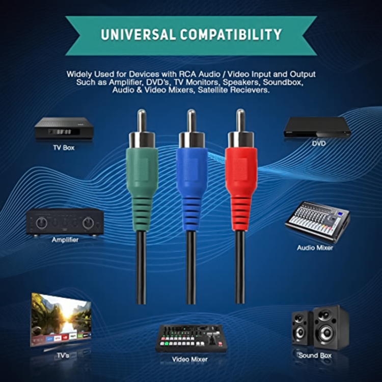 AV 3 RGB Male to 3 RGB Male 케이블, 길이 : 1.5m