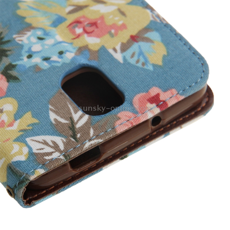 Denim Texture Peony Pattern Horizontal Flip Leather Case with Holder ...