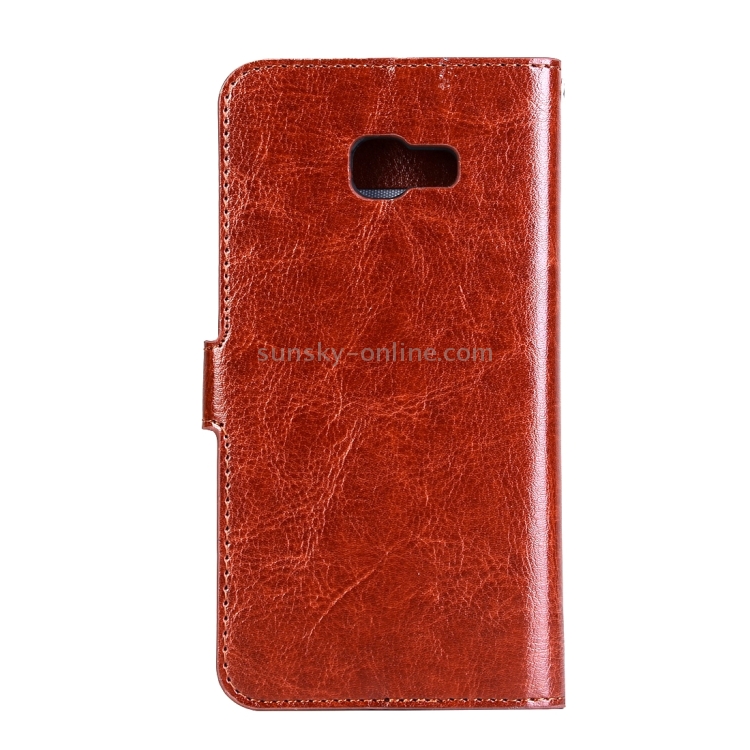 갤럭시 A3 2017 A320 크레이지 호스 텍스처 수평 플립 Pu 가죽 케이스 홀더 및 카드 슬롯 및 지갑 및 포토 프레임 및 끈 및 마그네틱 버클 브라운