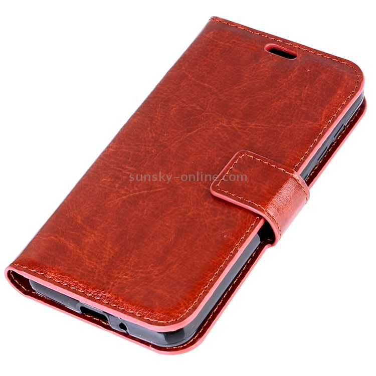 갤럭시 A3 2017 A320 크레이지 호스 텍스처 수평 플립 Pu 가죽 케이스 홀더 및 카드 슬롯 및 지갑 및 포토 프레임 및 끈 및 마그네틱 버클 브라운