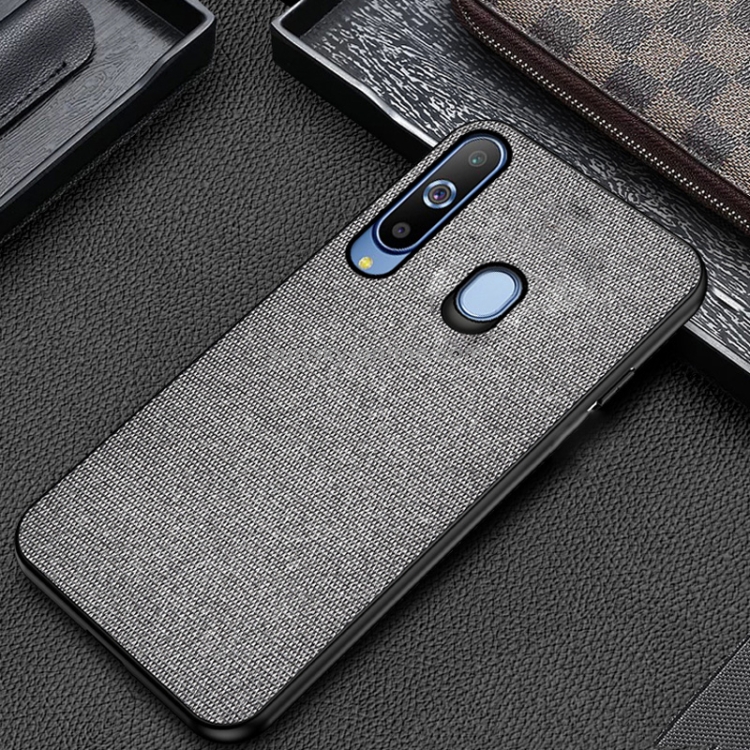 เคสกันกระแทกเนื้อผ้า PC + TPU สำหรับ Galaxy A20 (สีเทา)