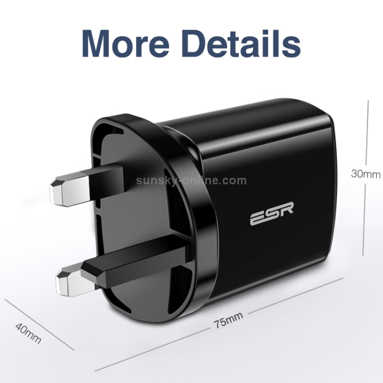 ESR 18W 1PD Plug Travel Wall Charger Adapter, ปลั๊ก UK