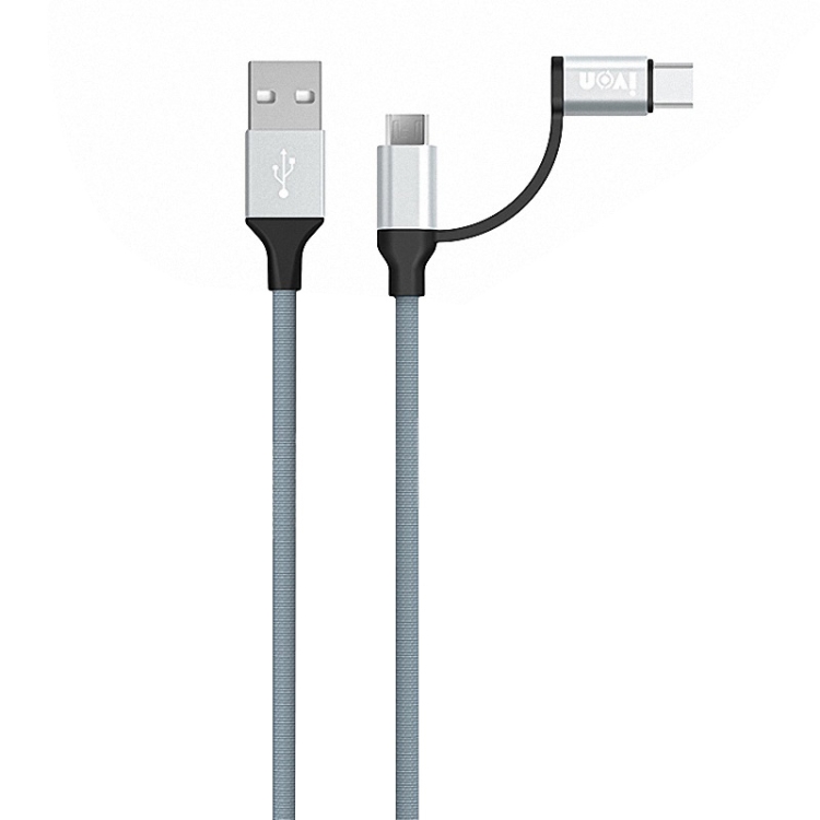 IVON CA52 2.4A USB to Type-C + Micro USB 2 in 1 Charging Sync Data ...