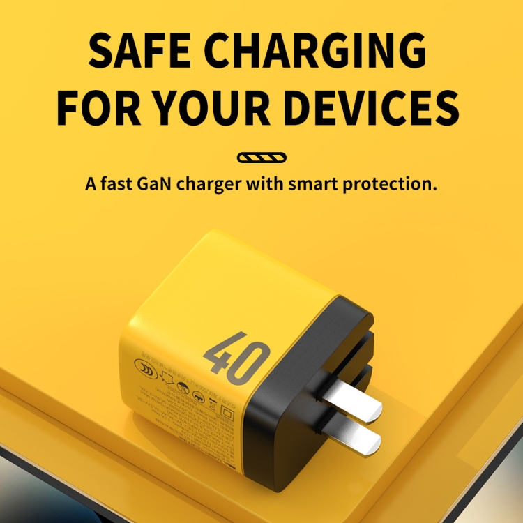 WK WP-U128 40W Dual USB-C/Type-C Interface Gallium Nitride Charger ...