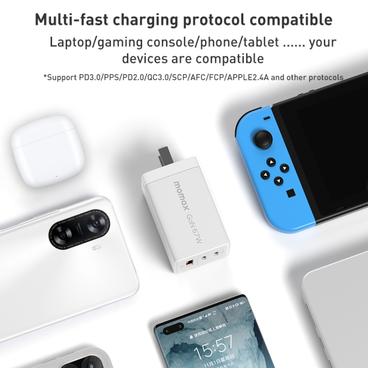 MOMAX UM30 PD 67W Fast Charger Adapter, ปลั๊ก UK (สีดำ)