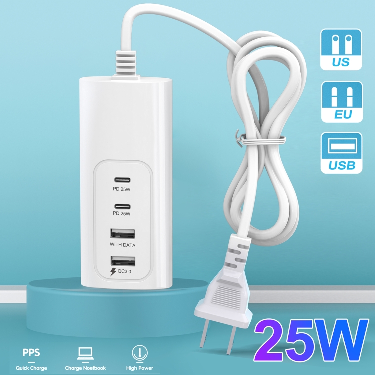 PD 20W Dual USB-C / Type-C + Dual USB 4-Ports Fast Charging Power ...