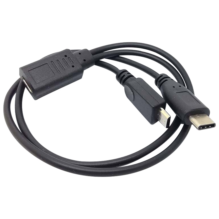 2 PCS USB-C / Type-C Female to Micro USB 5 Pin + USB-C / Type-C Male ...