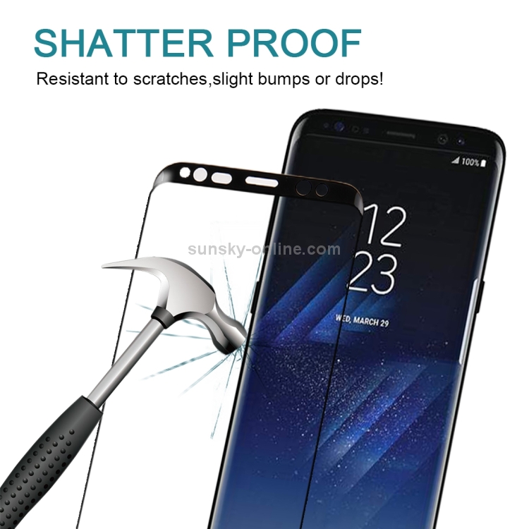 갤럭시 S8 + / G955 0.26mm 9H 표면 경도 3D 곡선 실크 스크린 전체 화면 강화 유리 화면 보호기, 완전 접착 성 (검정)