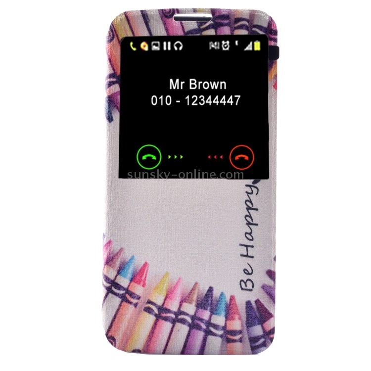สำหรับ Galaxy S7 / G930 Be Happy Color Pen Pattern ซองหนังพลิกแนวนอน ...