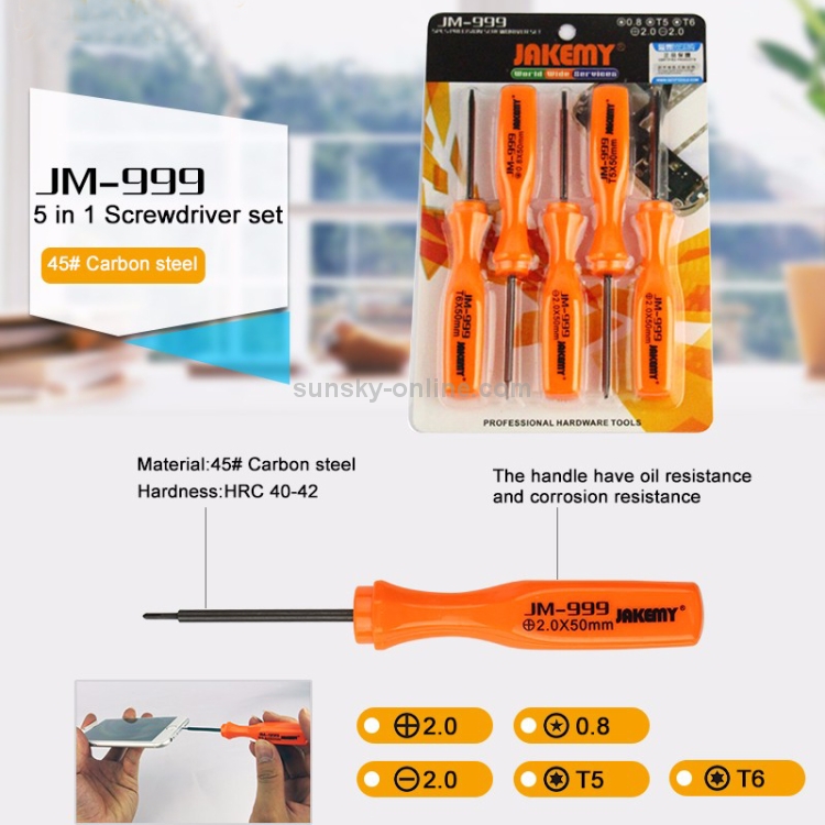 JAKEMY JM-999 5 in 1 Precision Screwdriver Set Carbon Steel Repair ...