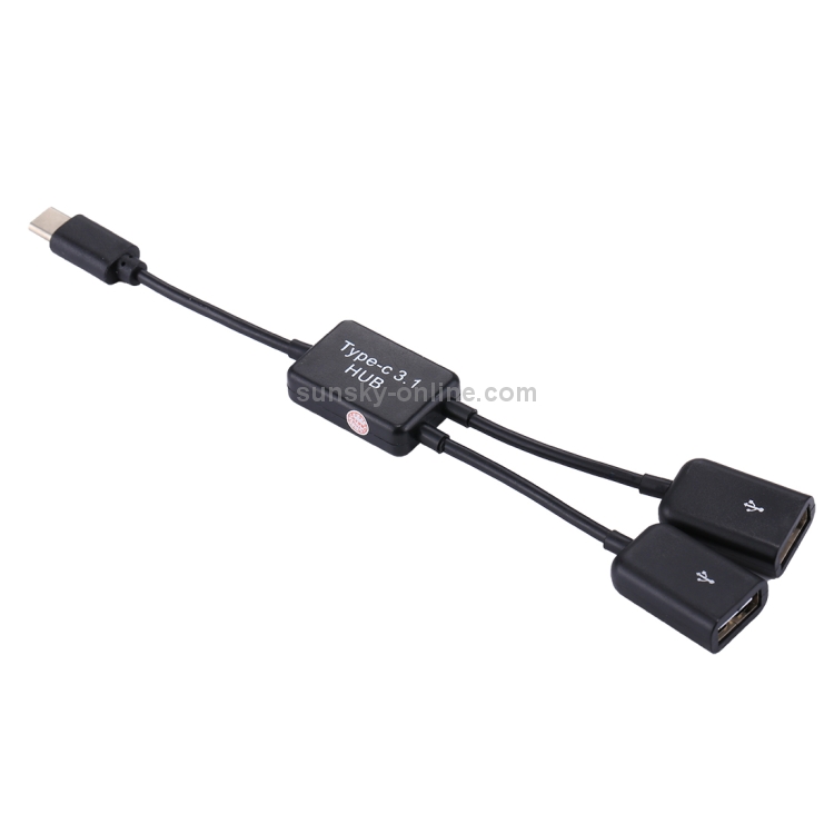 Portable USB-C / Type-C Male to Dual USB Ports Female HUB Adapter for ...