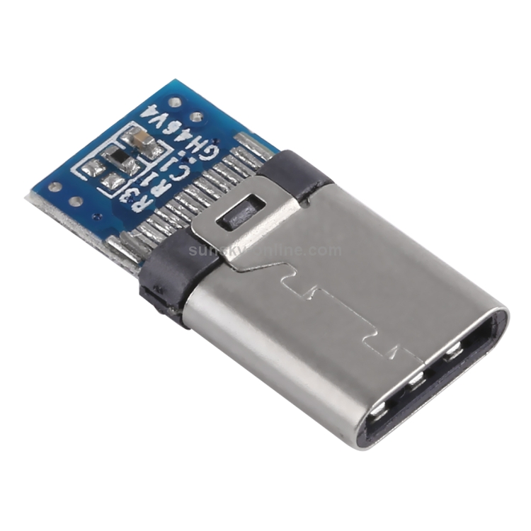 50 PCS USB-C / Type-C Male Welding Host Connector with Blue PCB Board