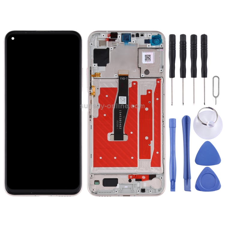 Huawei Honor 20 / Nova 5T (Gold) 용 프레임이있는 LCD 화면 및 디지타이저 전체 어셈블리