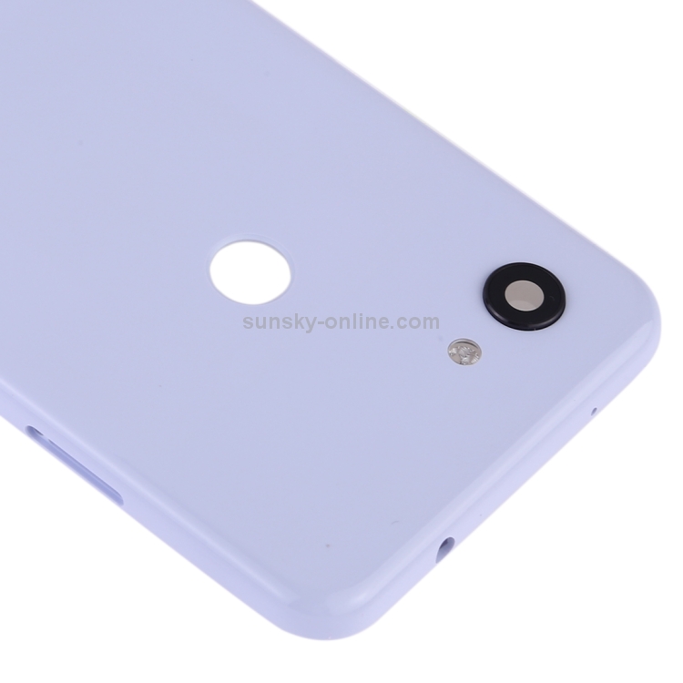 Google Pixel 3a (밝은 보라색) 용 카메라 렌즈 및 측면 키가 포함 된 배터리 뒷면 덮개