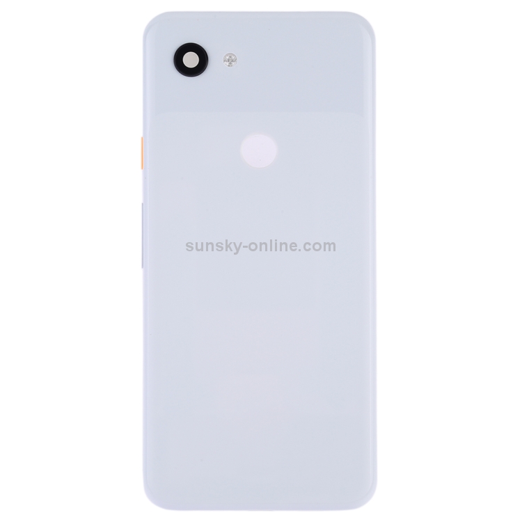 Google Pixel 3a (흰색) 용 카메라 렌즈 및 측면 키가 포함 된 배터리 뒷면 덮개