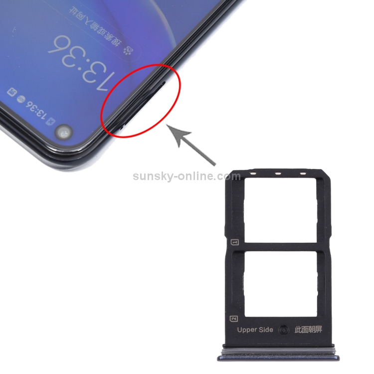 สำหรับ Vivo Y70s V2002A ถาดซิมการ์ด + ถาดซิมการ์ด (สีดำ)