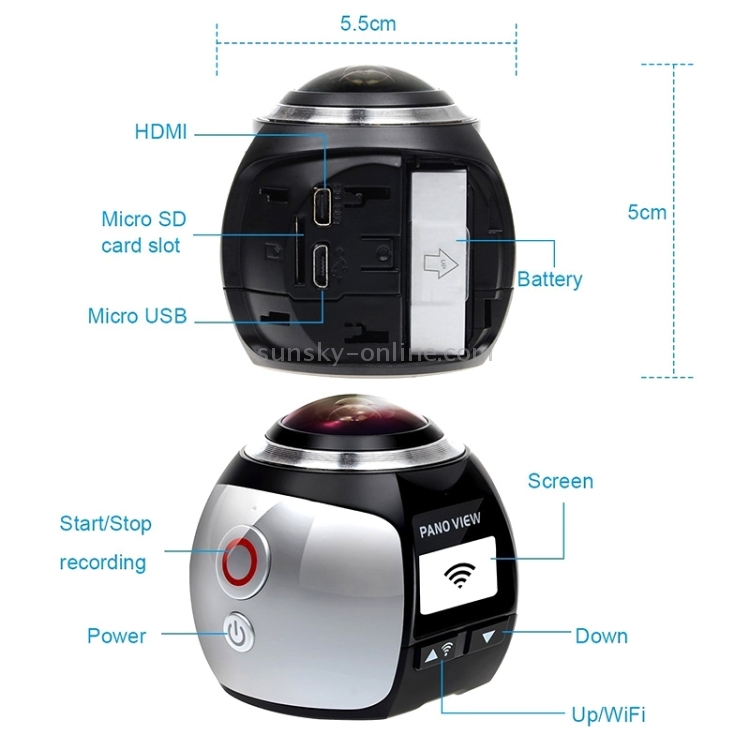 360 Degree Experience Fisheyes FHD 2440P WiFi DV 8.0MP Panoramic Video ...