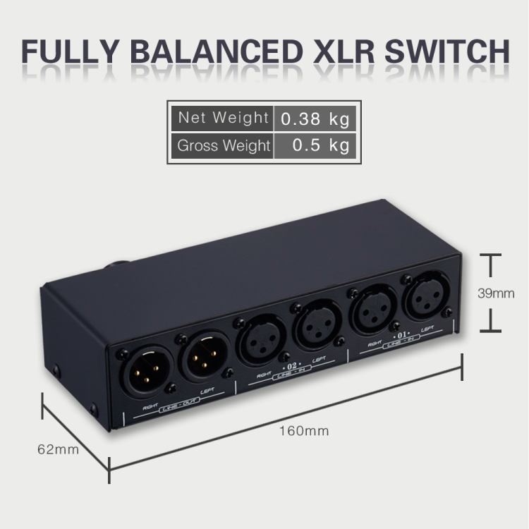 2-In 1-Out XLR Switcher Fully Balanced Passive Pre-Active Speaker ...