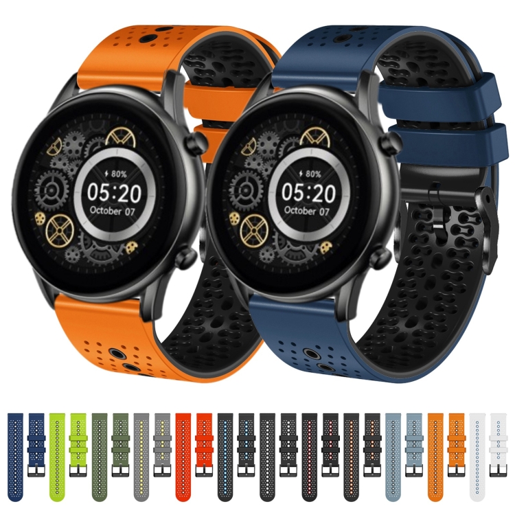 Xiaomi Haylou RT2 LS10용 22mm 천공 2색 실리콘 시계 밴드(레드+블랙)