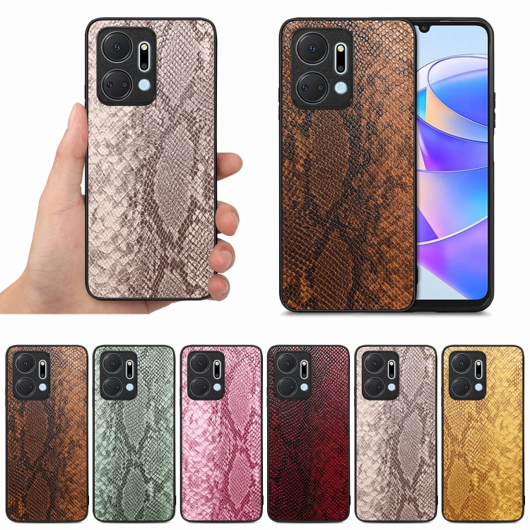 สำหรับ Honor X7A หนังงูปกหลังเคสโทรศัพท์ (สีเขียว)