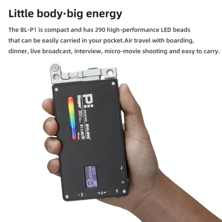 BL-P1 Portable RGB Pocket Fill Light Full Color 2500-8500K Photography ...