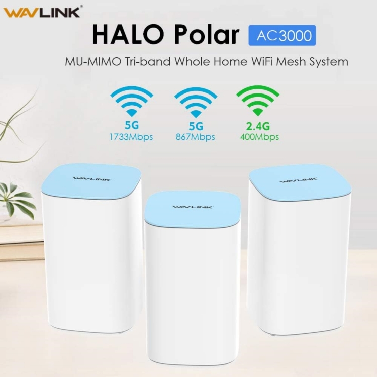 WAVLINK WN551K3 3pcs AC3000 WiFi Wireless Repeater Built-in Antenna Tri ...