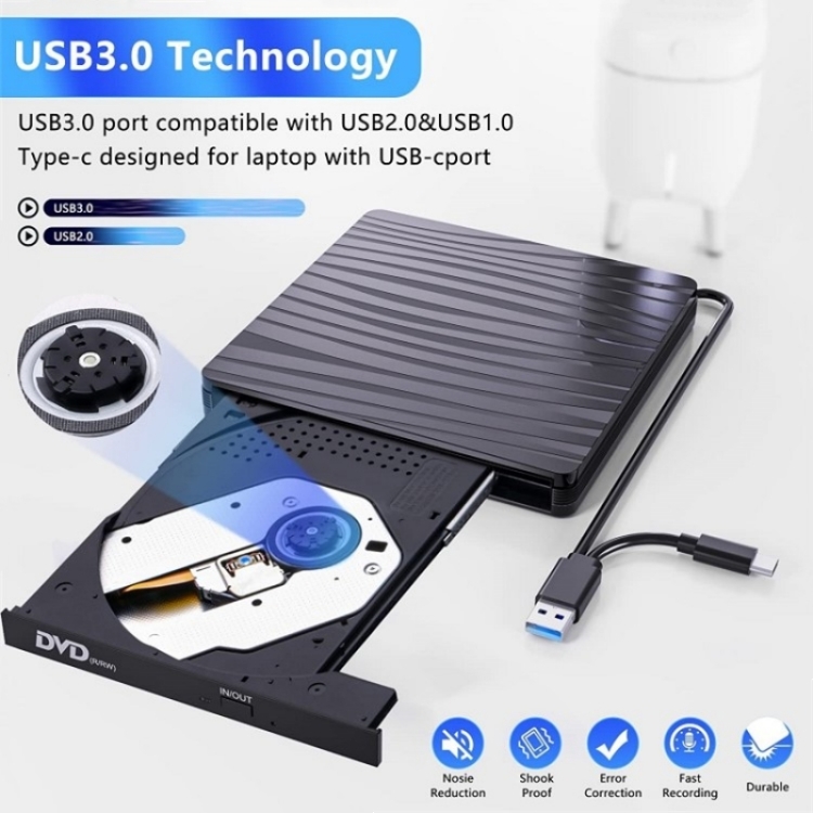 BT689 Portable DVD Burner External Optical Drive CD Player Win10 USB ...