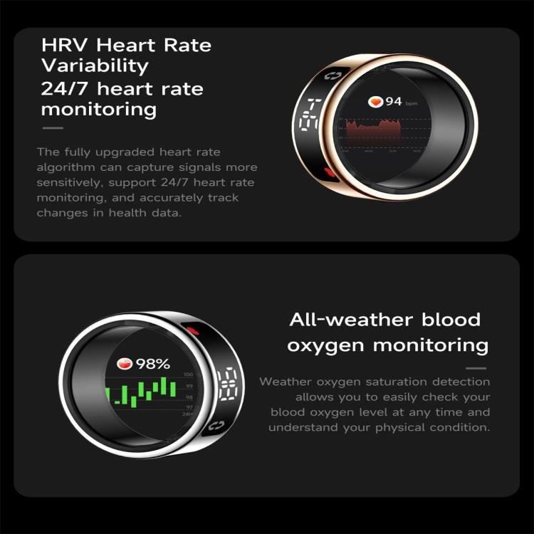 SY01 SIZE 9 Smart Ring, Support Heart Rate / Blood Oxygen / Sleep ...