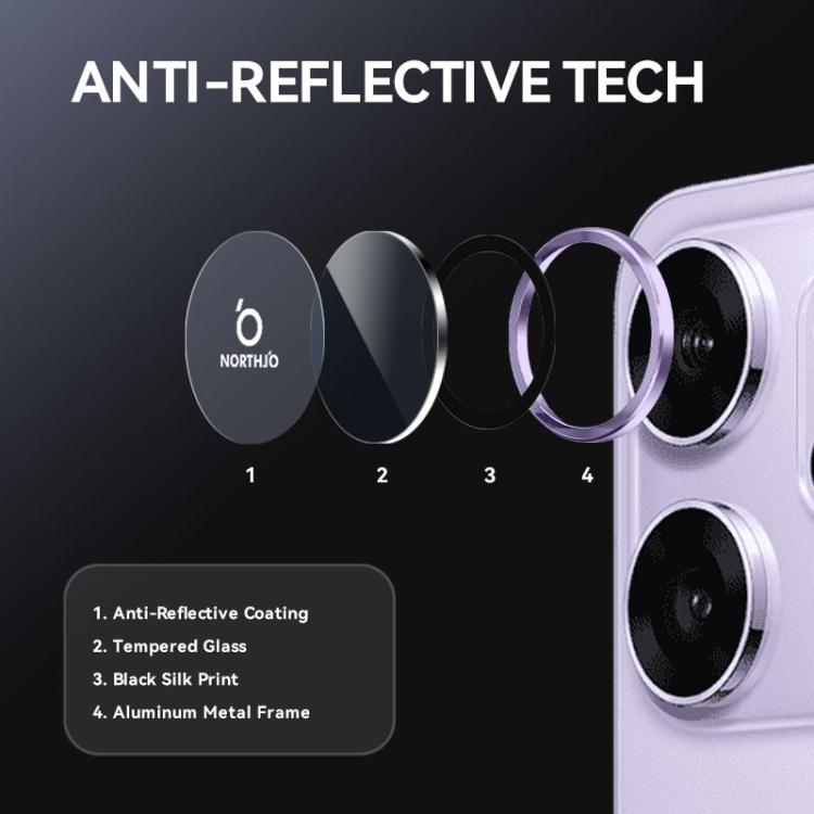 For OPPO Reno14 Global NORTHJO Camera Lens Protector CD Metal Ring ...