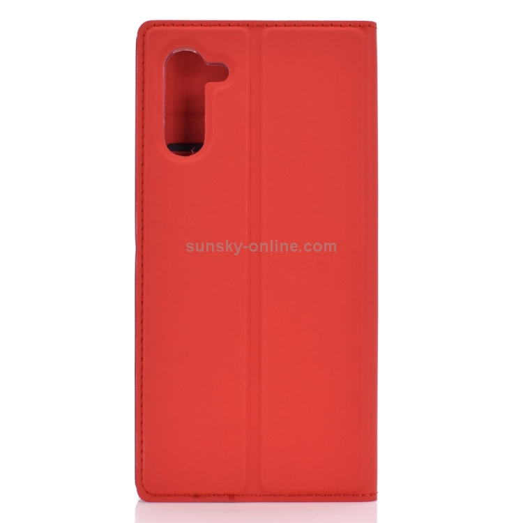 전기 프레스 일반 질감 울트라 얇은 자기 흡입 Tpu Pu 가죽 케이스 홀더 및 카드 슬롯 갤럭시 Note10 빨간색