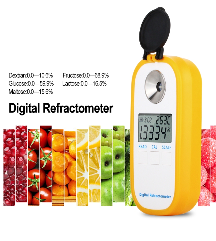 DR103 Digital Refractometer LCD Display Brxi Fruit Juice Sugar Meter ...