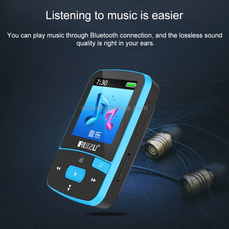 Original RUIZU X50 Sport Bluetooth MP3 Player 8GB Clip Mini with Screen ...