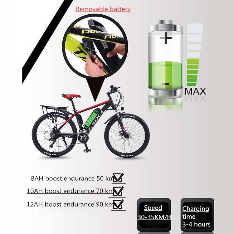 36V 13AH 350W 26 inch 27-speed Electric Bicycle Lithium Battery Powered Mountain Bike Off-road ...