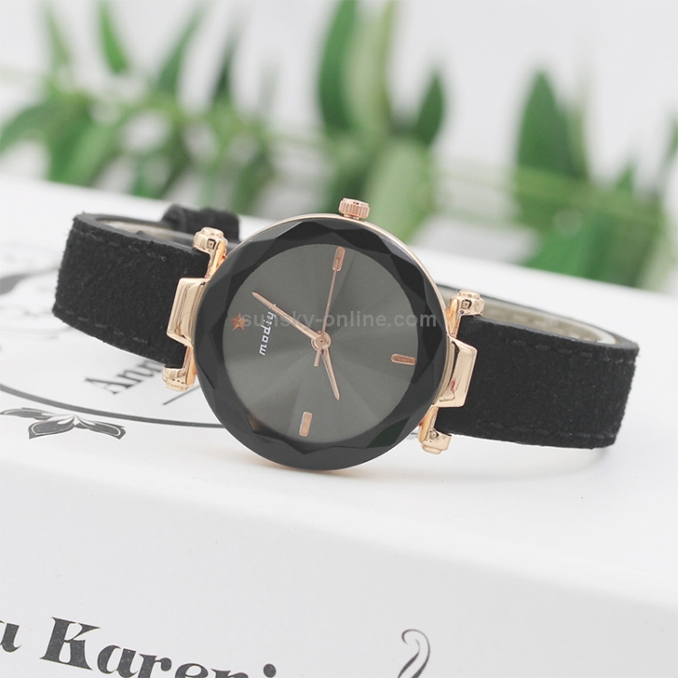 MODIYA PD387 Fluffed Strap Starry Sky Quartz Watch for Women(Black)