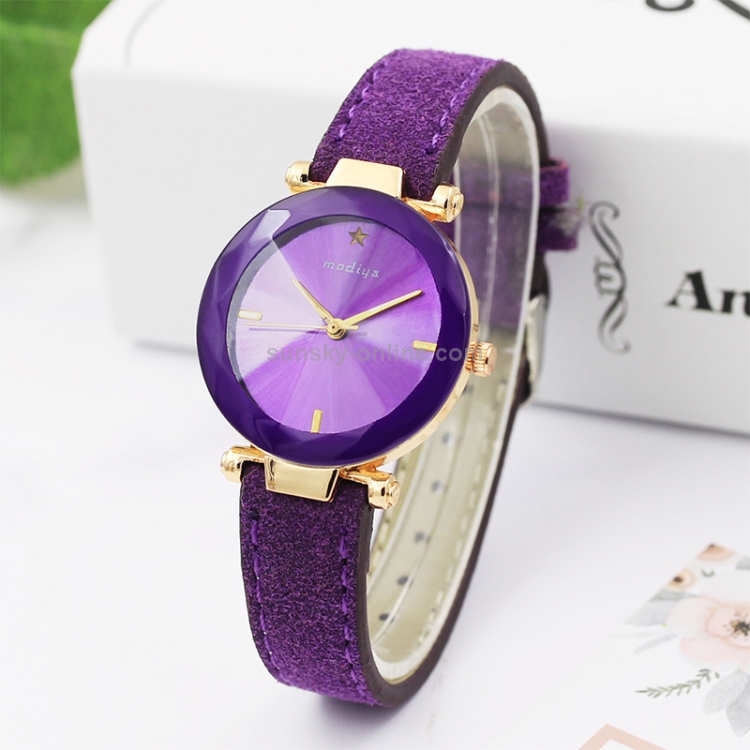 MODIYA PD387 Fluffed Strap Starry Sky Quartz Watch for Women(Purple)
