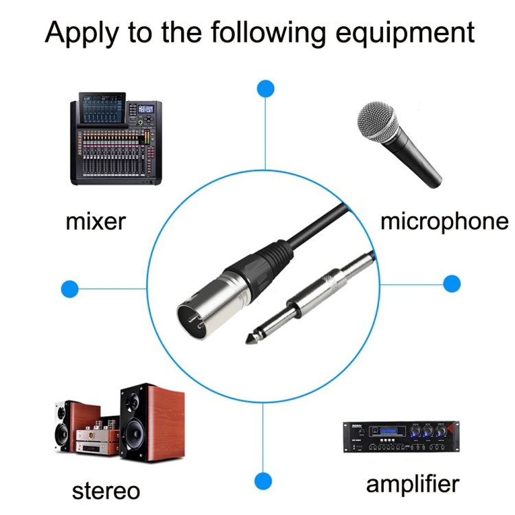 6.35mm Caron Male To XLR 2pin Balance Microphone Audio Cable Mixer Line ...