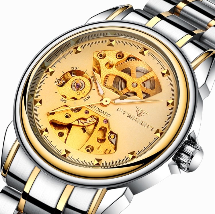 FNGEEN 8818 Women Automatic Mechanical Watch Double-Sided Hollow Watch ...