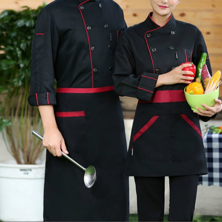 Hotel Restaurant Catering Work Clothes for Men and Women, Size:XXL(Black)