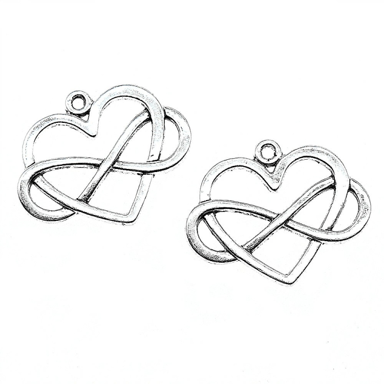 10 ชิ้น 27x22 มิลลิเมตรหัวใจ Infinity Charm Infinity Knot Charm ...