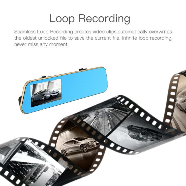 Anytek N8 Full HD 1080P กล้อง DVR รถยนต์อัตโนมัติ 4.3 นิ้วกระจกมองหลัง ...