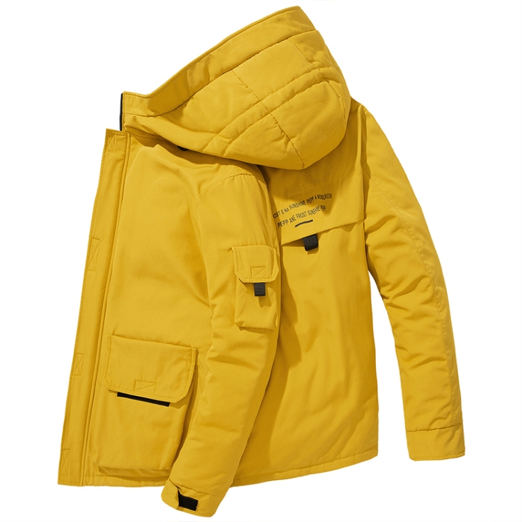 Men Winter Thick Snow Parka Overcoat White Duck Down Jacket, Size:M(Black)