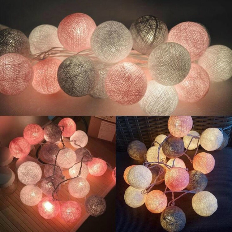 3M 20 Leds Cotton Ball Light String Holiday งานแต่งงานปาร์ตี้คริสต์มาส ...