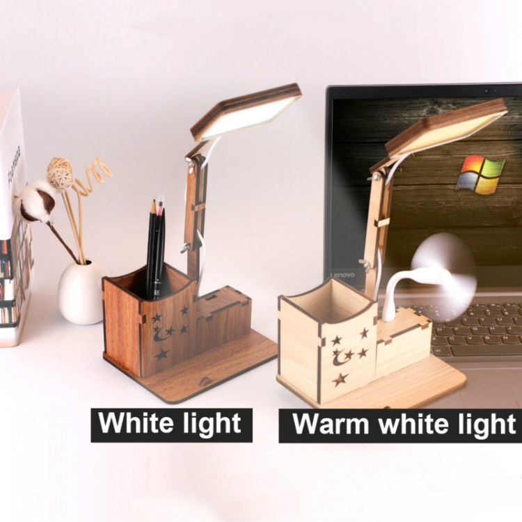Wooden Multi-function Touch USB Pen Holder Desk Lamp Student Desktop ...